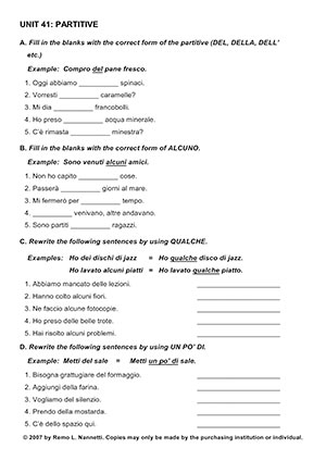 Italian Grammar Exercises